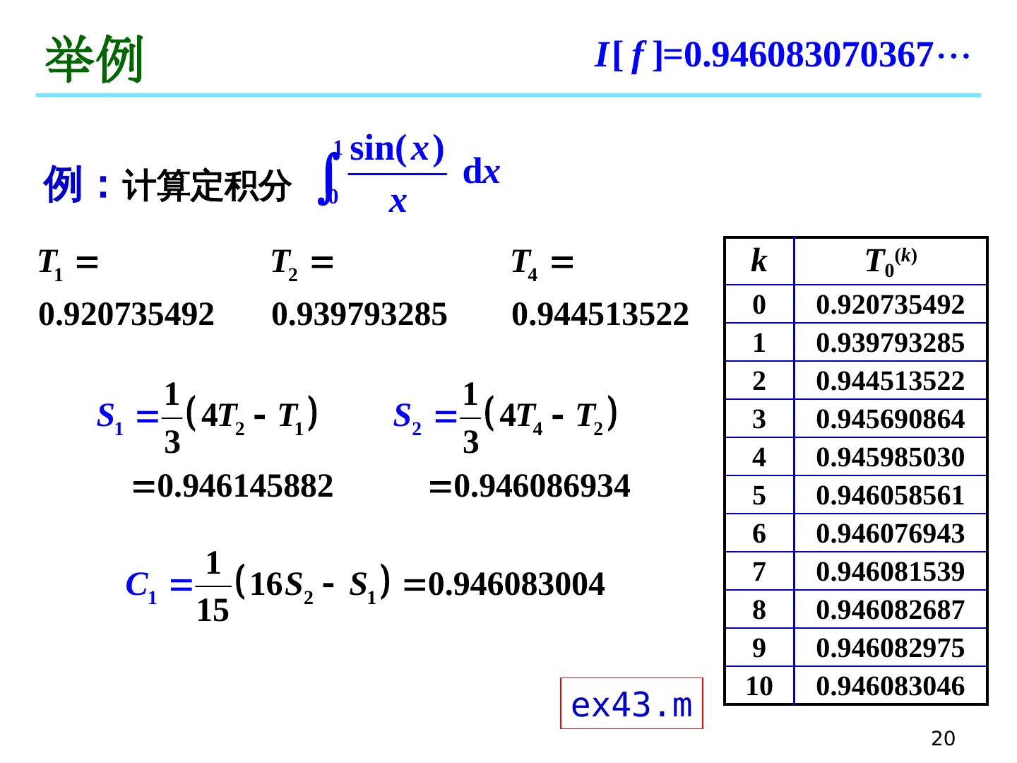 04 复合求积公式 Romberg 算法