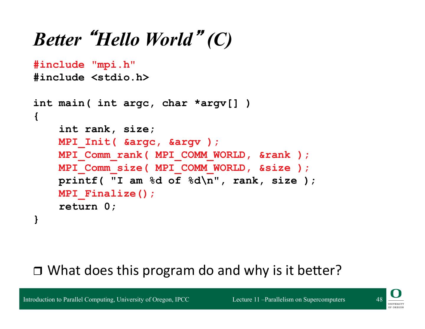 11 Parallelism On Supercomputers And The Message Passing Interface Mpi 1039