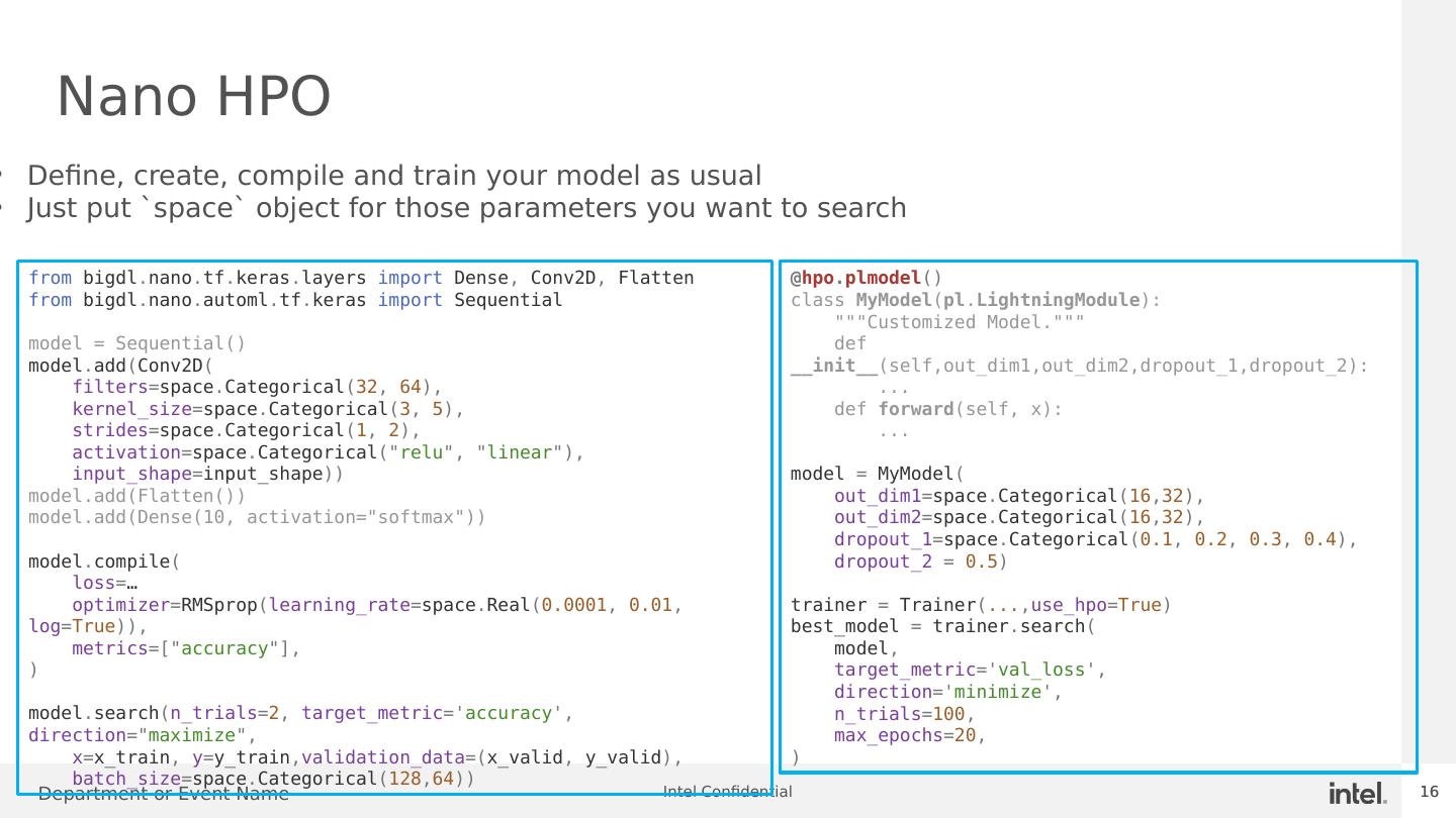 使用Intel BigDL-Nano对PyTorch/Tensorflow应用进行无缝的加速与调优