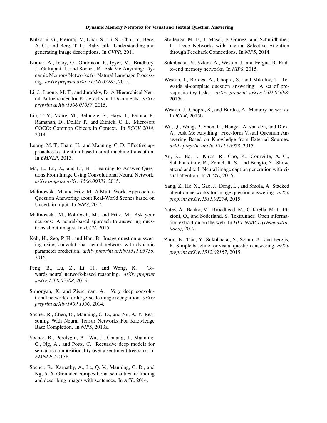Dynamic Memory Networks for Visual and Textual Question Answering