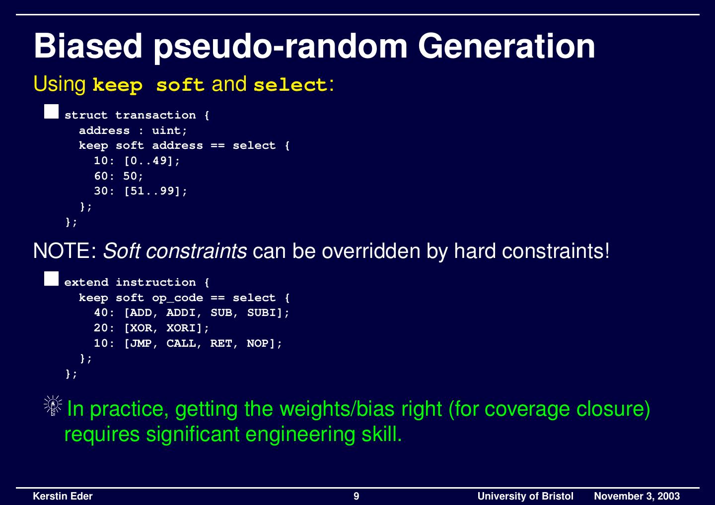 High Level Simulation Based Verification