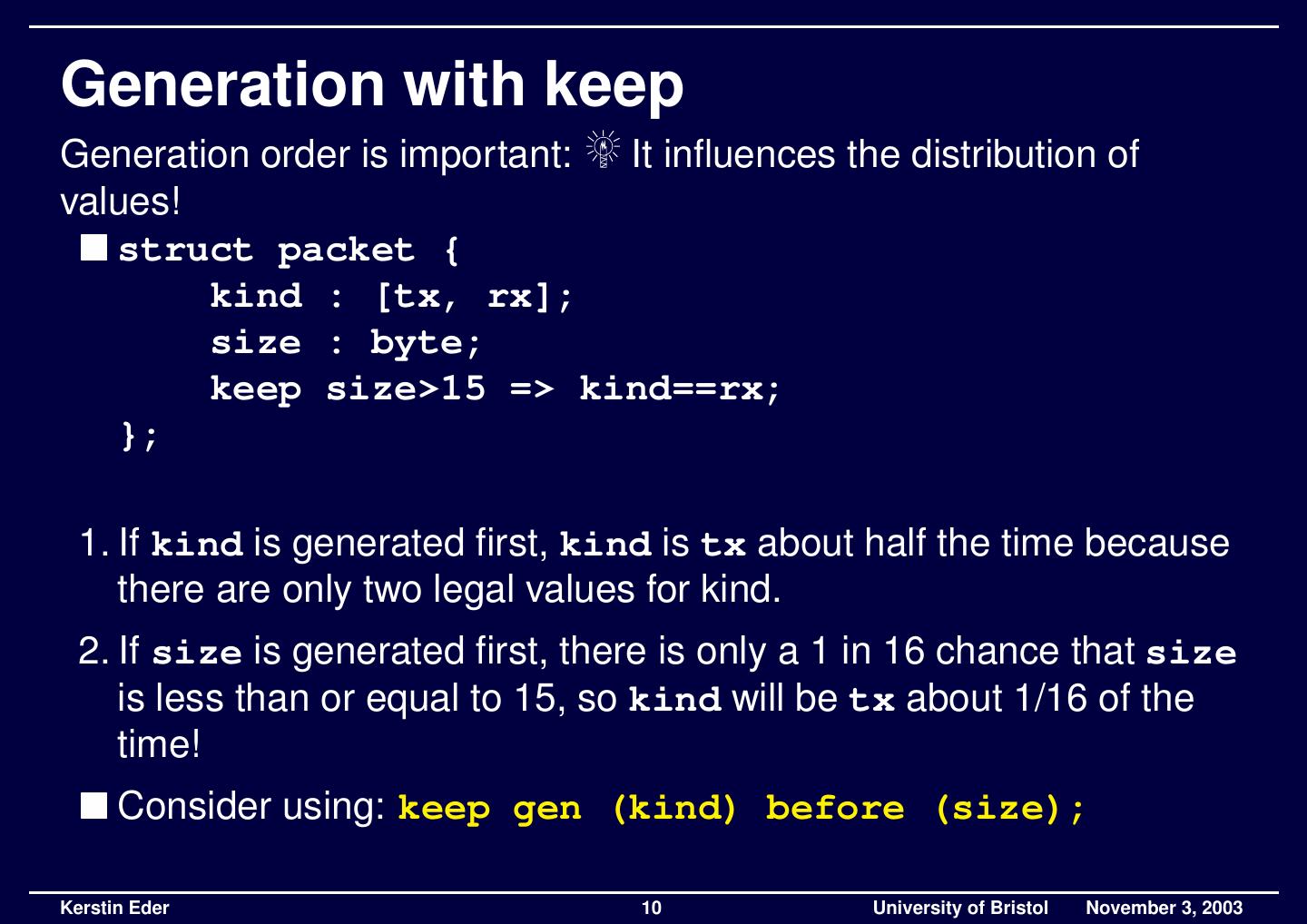 High Level Simulation based Verification