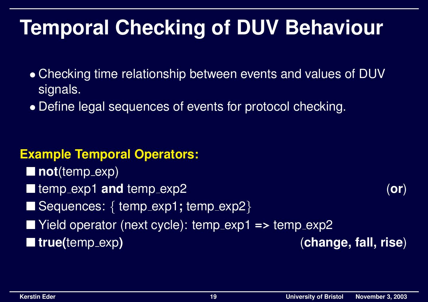 High Level Simulation Based Verification