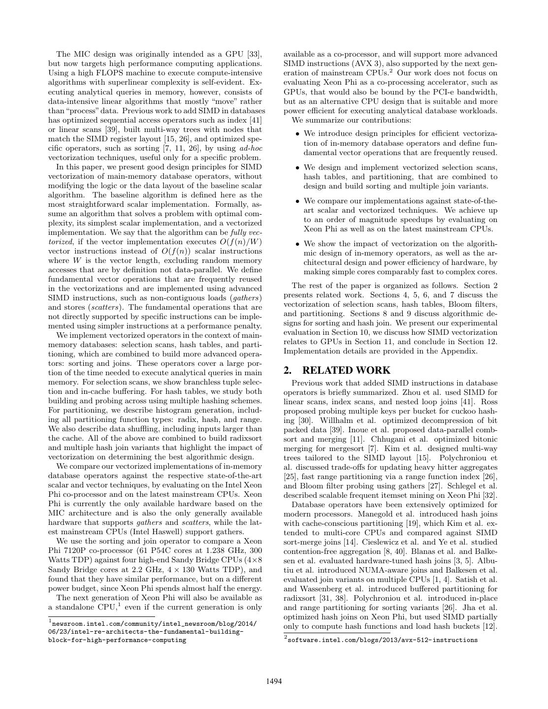 Rethinking SIMD Vectorization for In-Memory Databases Rethinking SIMD Vectorization for In-Memory Databases