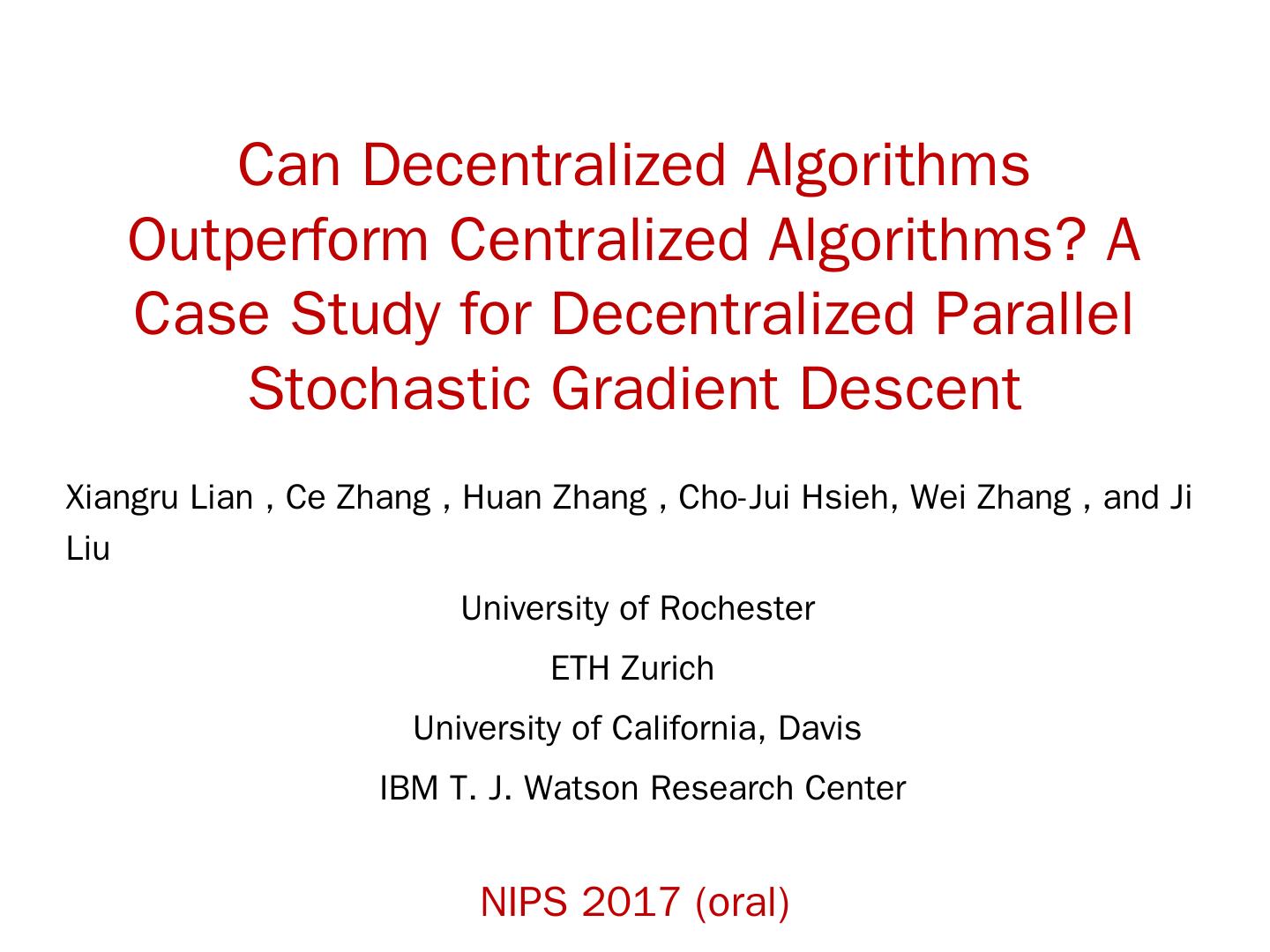Can Decentralized Algorithms Outperform Centralized ... - CUHK CSE