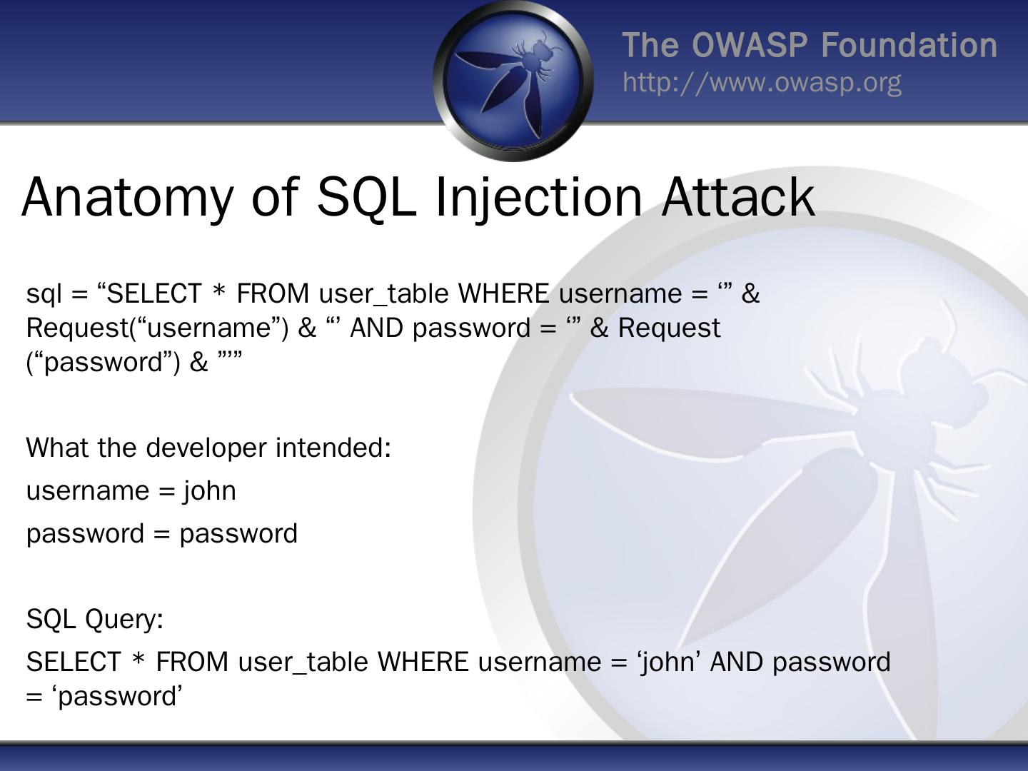 Injection Flaws - owasp
