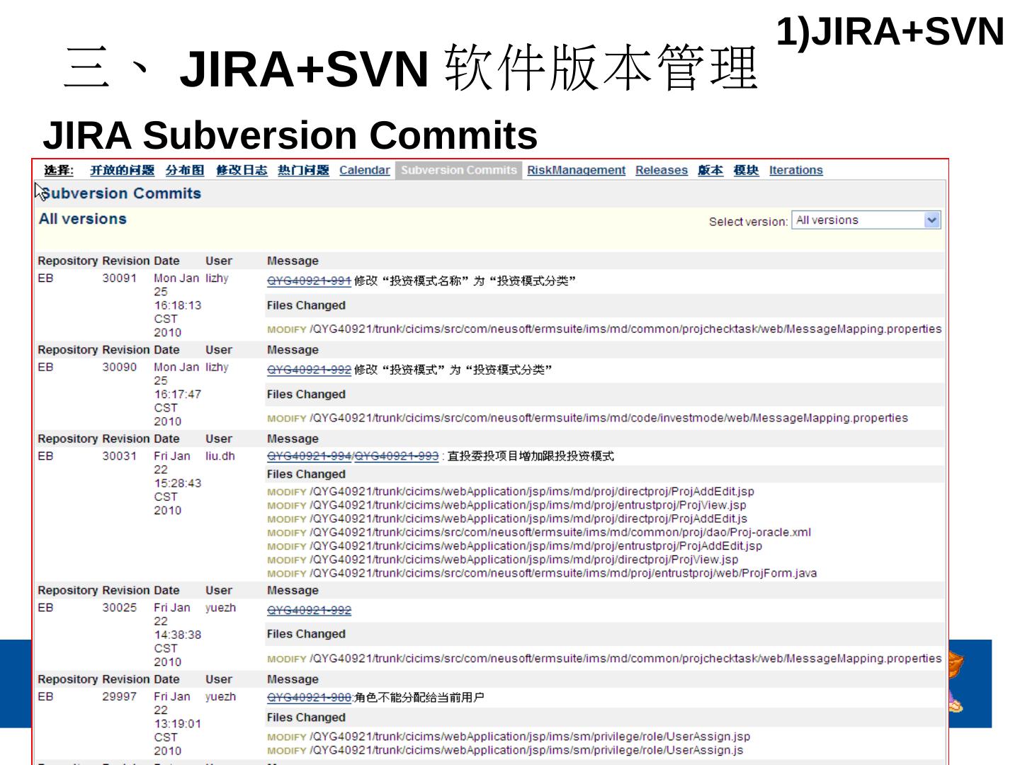 基于jirasvn的版本管理交流 