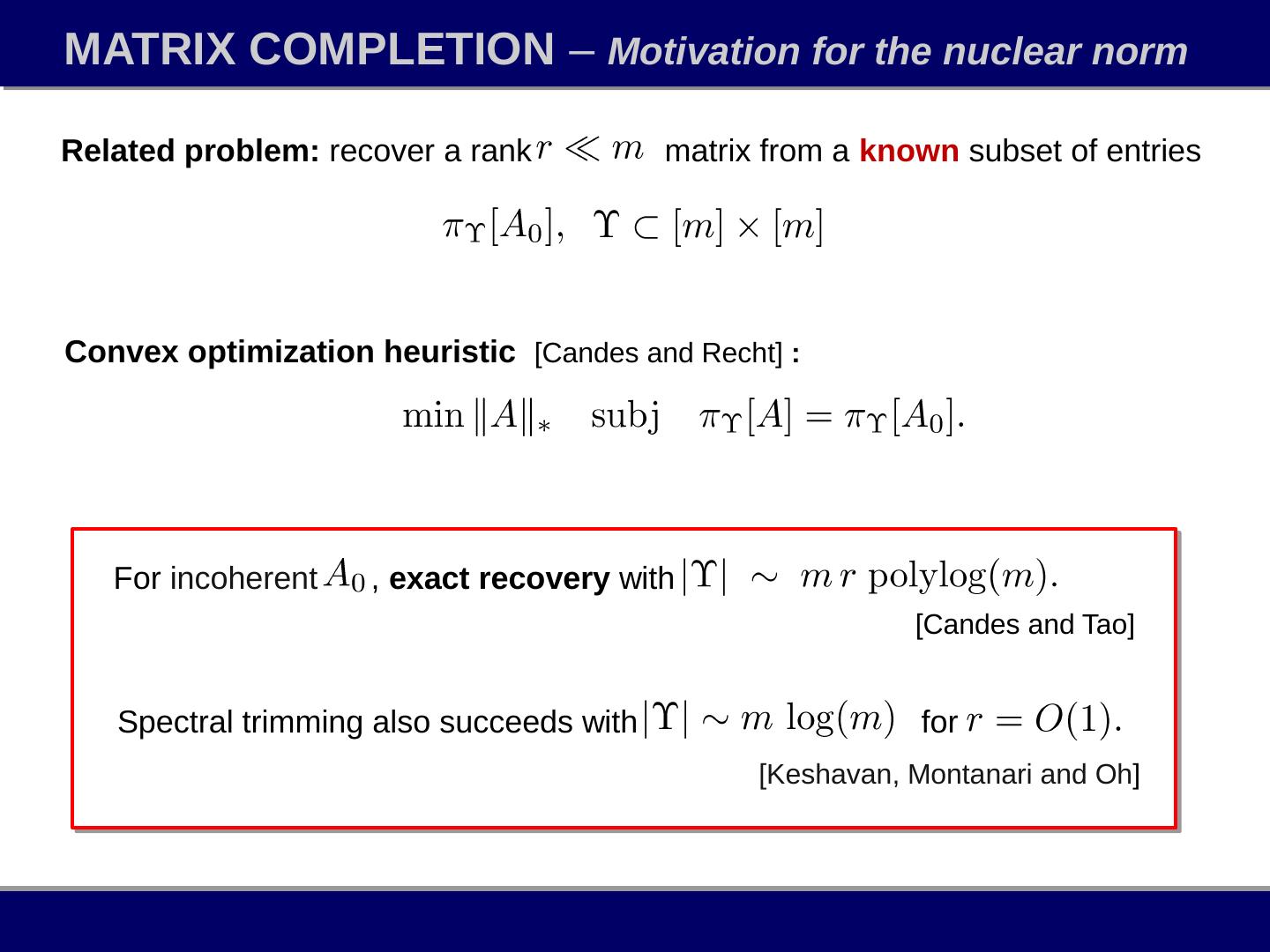 Robust Pca Matrix Completion People Eecs At Uc Berkeley